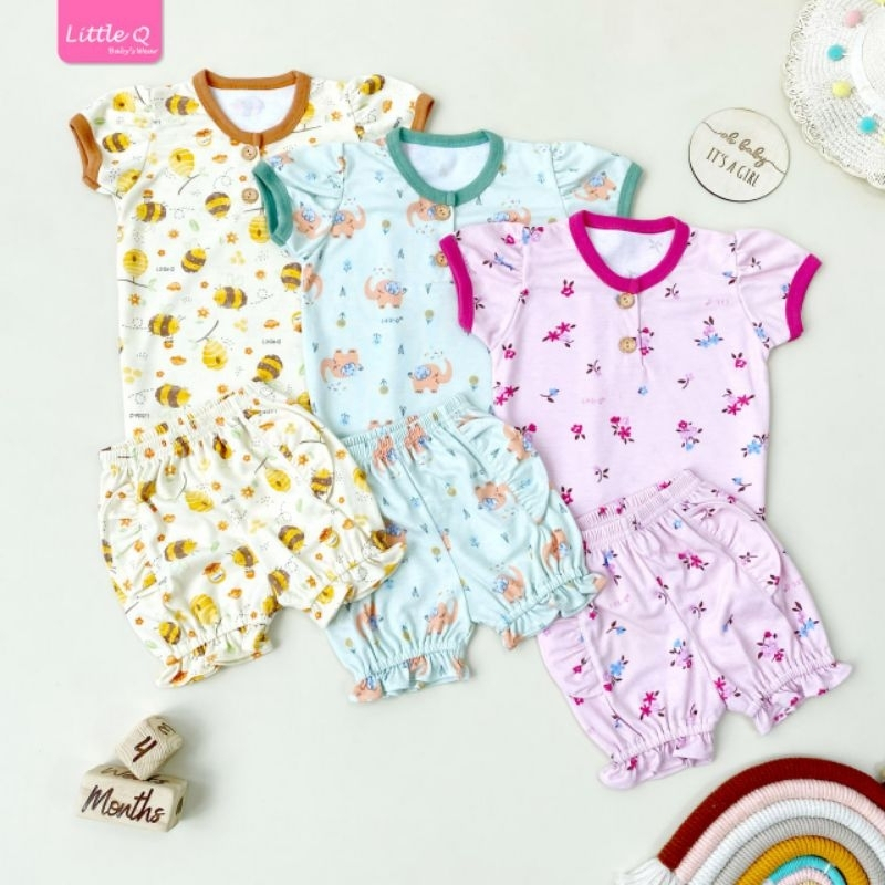 Jual INDOBAYI Setelan Baby Pendek Penpan Panjang Little Q Motif Kancing ...