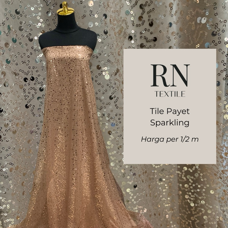 Jual RN Textile | 0,5 Meter Bahan Kain Tile Seribu Payet Sequin Spangle ...