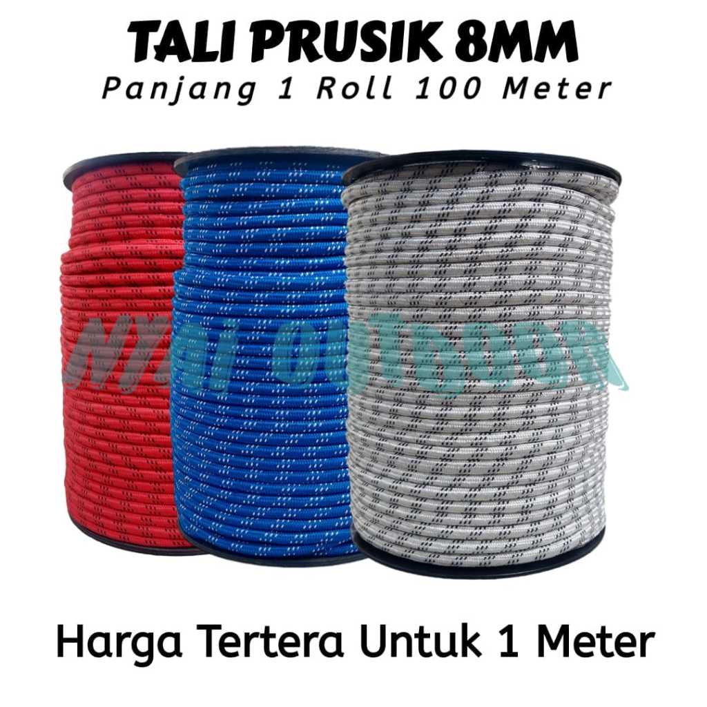 Jual tali karmantel 8 mm per meter tali perusik panjang tebing tali ...