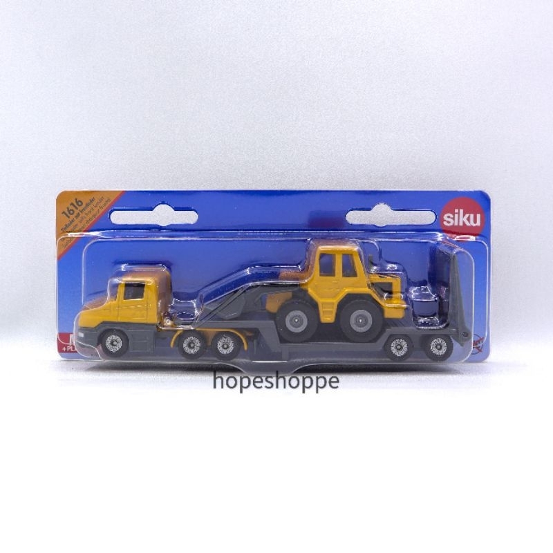 Jual Diecast Mobil Siku Long 1616 Low Loader With Front Loader Diecast Truk Alat Berat Original ...