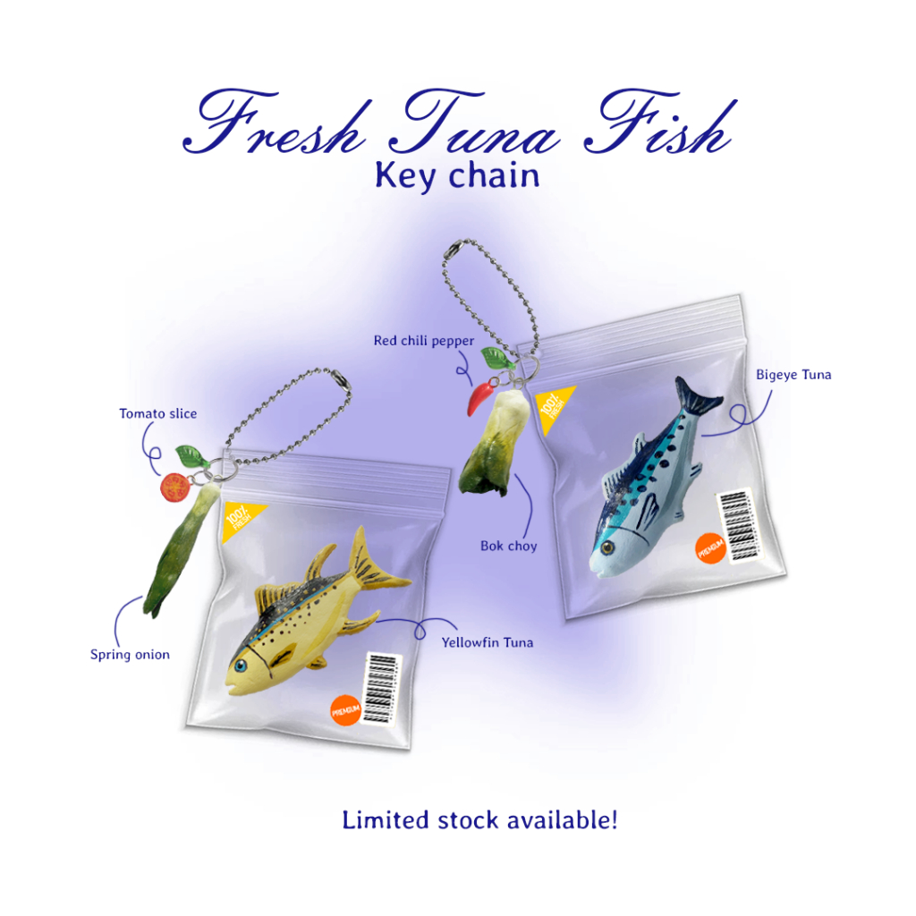 Jual Handmade Clay Key chain/Bag charm Fresh Tuna Fish Zip lock PVC ...