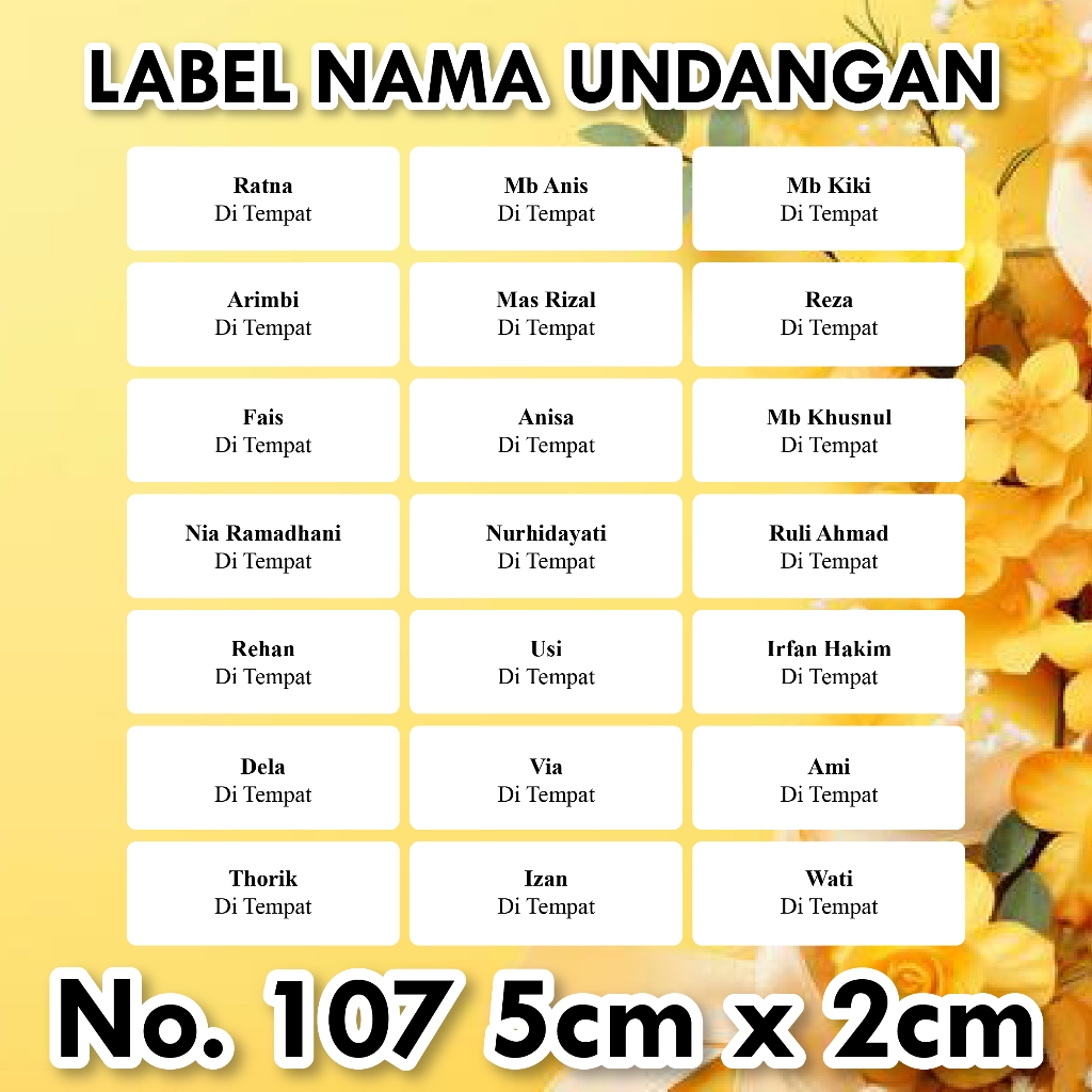 Jual Cetak / Print Sticker Label Nama Undangan / Label 107 | Shopee ...