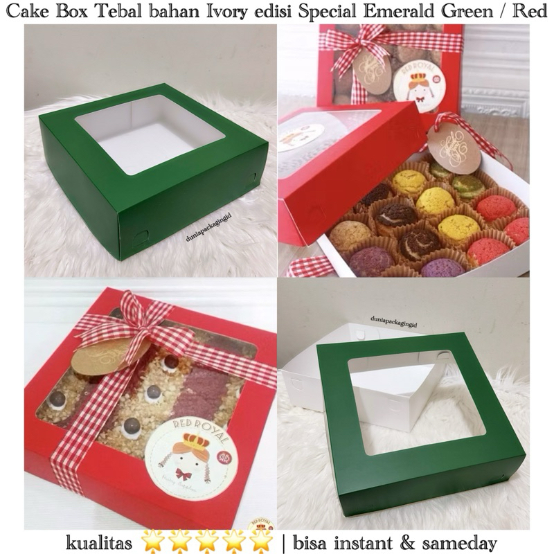 Jual Kotak Kue Mewah 20x20 / 22x22 / 25x25 Box Kue Red / Pink / Tosca / Yellow size 20x20x8 ...