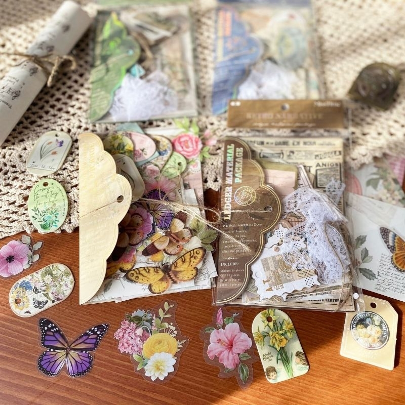 Jual Deco set stiker paper 90pcs Ledger Material Package jurnal DIY ...