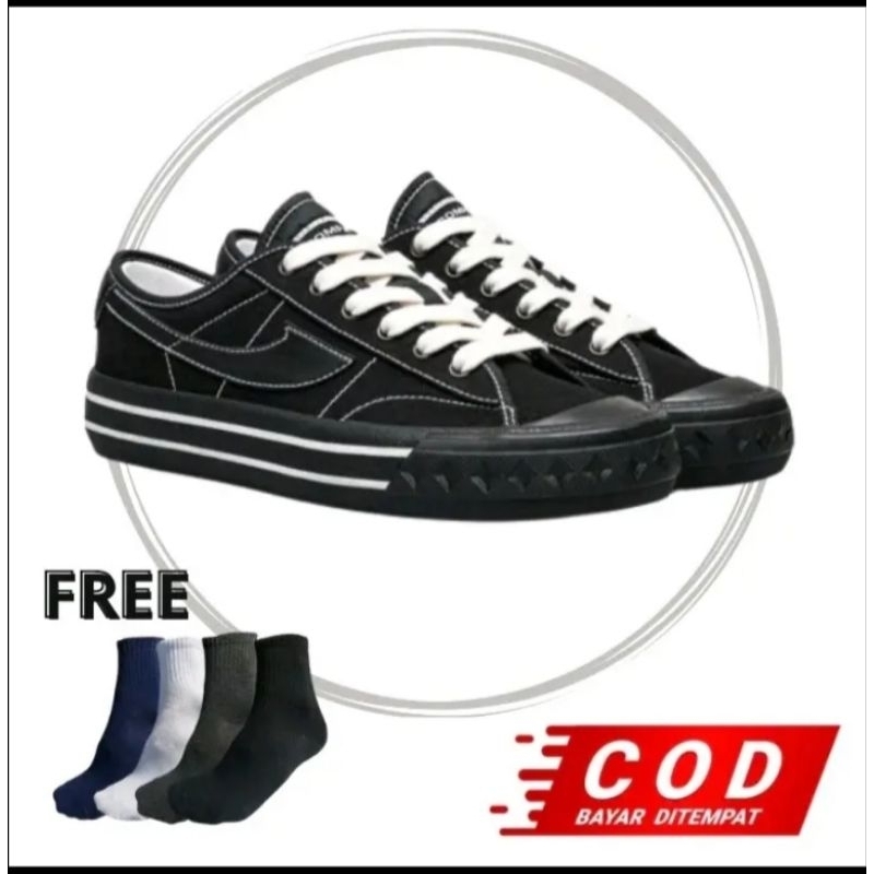 Jual Sepatu Compass Retrograde Full Black List Putih Sneakers Pria ...