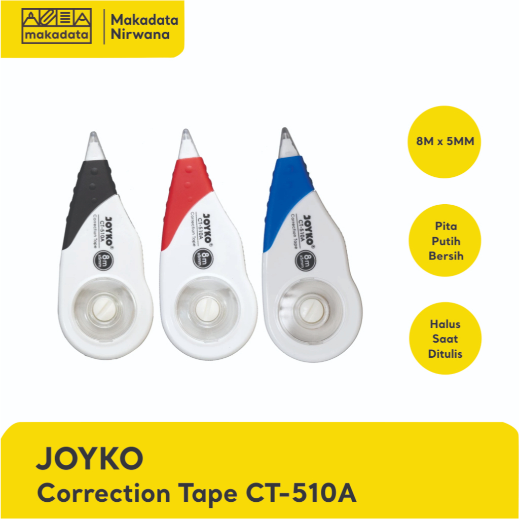 Jual JOYKO CORRECTION TAPE / STIPO KERTAS CT-510A (1 PCS) | Shopee ...