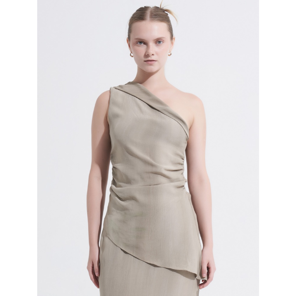 Jual House Of Etern - Asymmetric One-Shoulder Bella Top - Mushroom ...