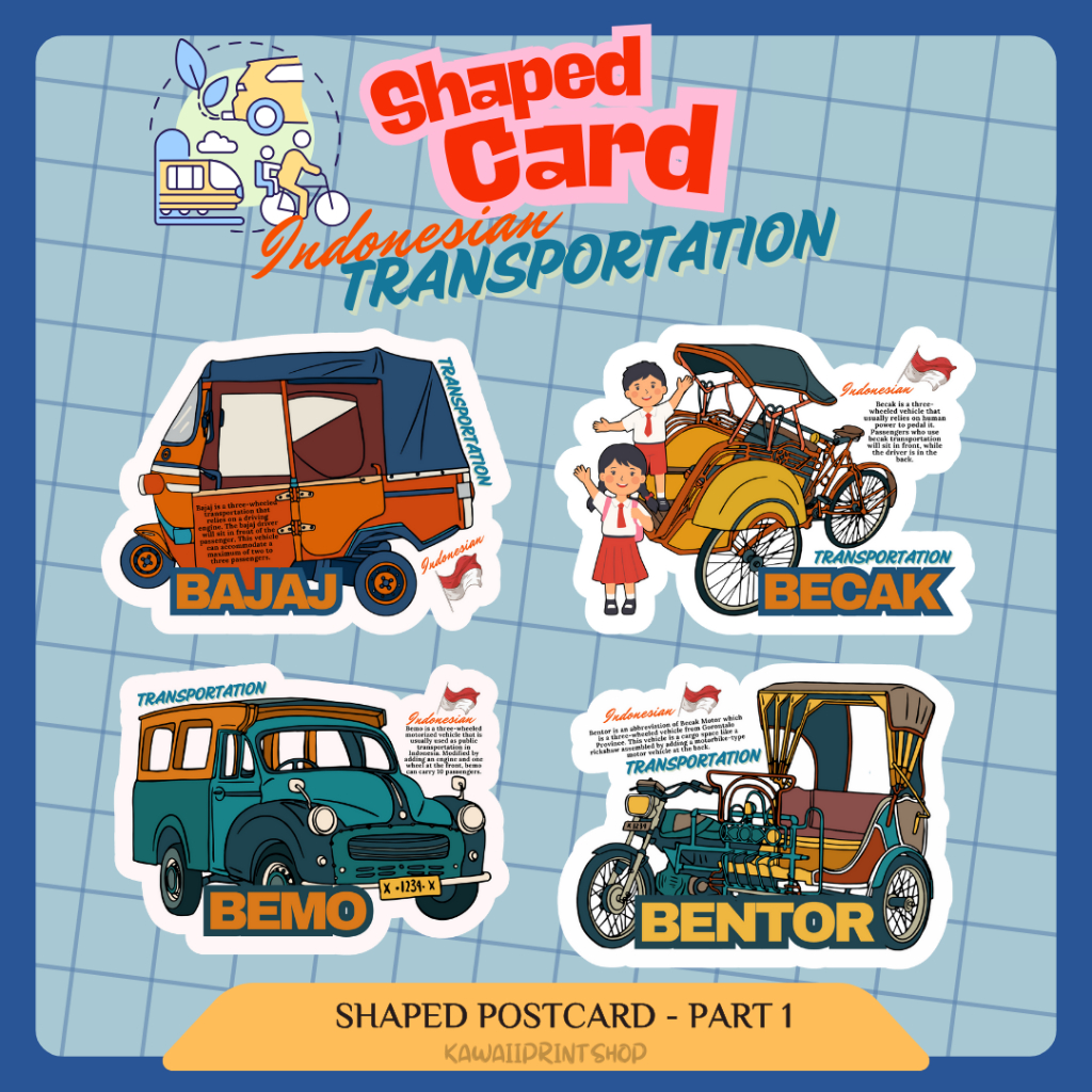 Jual ShapedCard Postcard Transportation | Kartupos Shaped Card ...