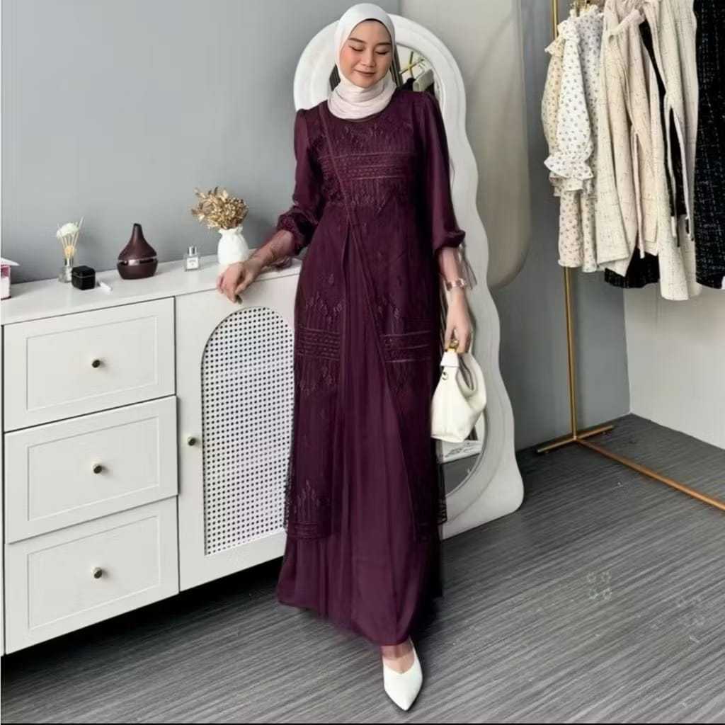 Jual Kinar Dress Kondangan Gamis Silk Mewah Terbaru Baju Gamis Model Brukat Premium Baju ...