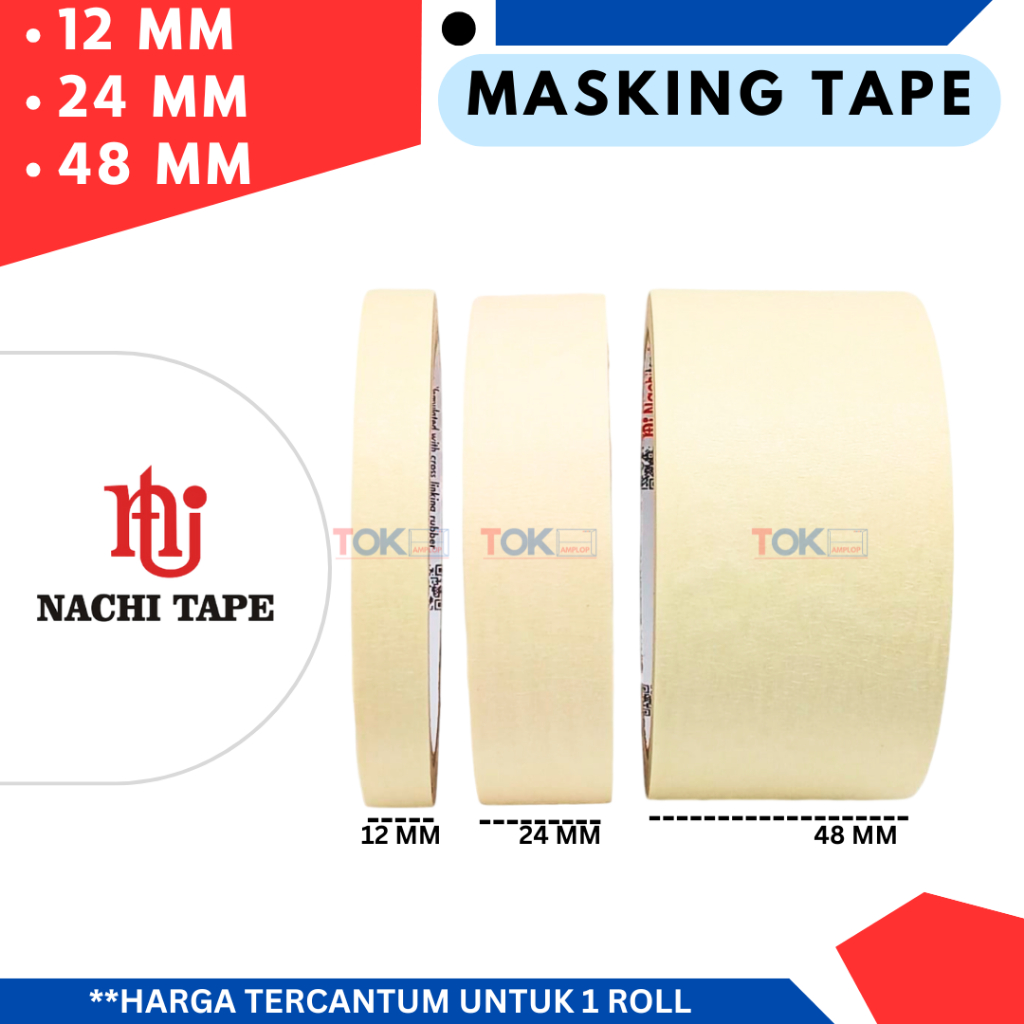 Jual Masking Tape/Isolasi kertas NACHI 12mm / 24mm / 48mm x 20yard ...