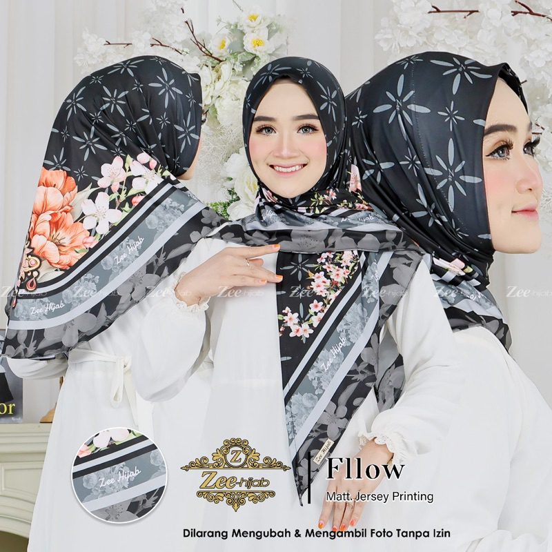 Jual Segitiga Flow Printing motif bunga / jilbab instan / segitiga ...