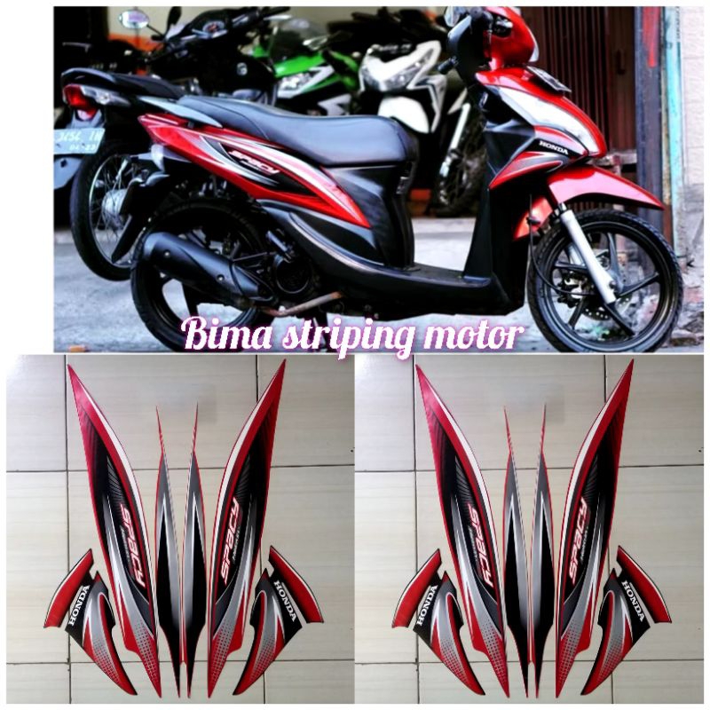 Jual Stiker Striping List Body Motor Honda Spacy 2011 2012 Merah ...
