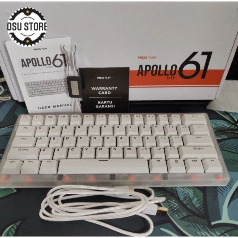 Jual keyboard Apollo 61 lite white - salmon switch | Shopee Indonesia