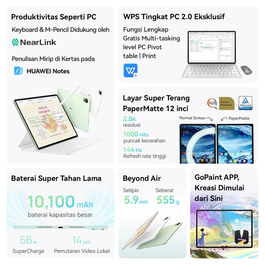 Jual HUAWEI MatePad 12 X Tablet | PC-level WPS Office | PaperMatte ...