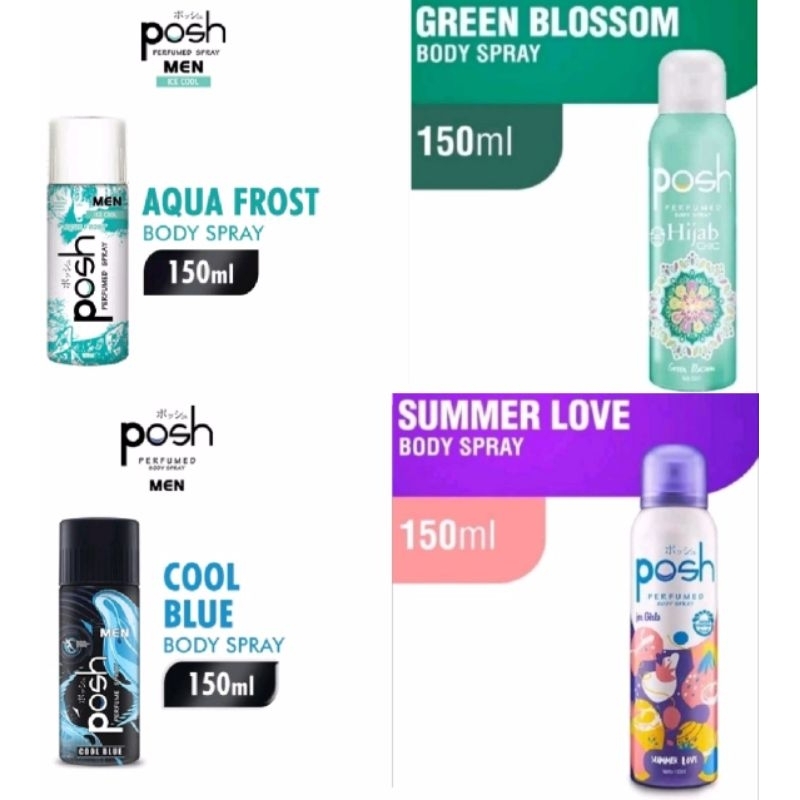 Jual Posh Body Spray Men Cool Blue Botol 150 ml | Shopee Indonesia