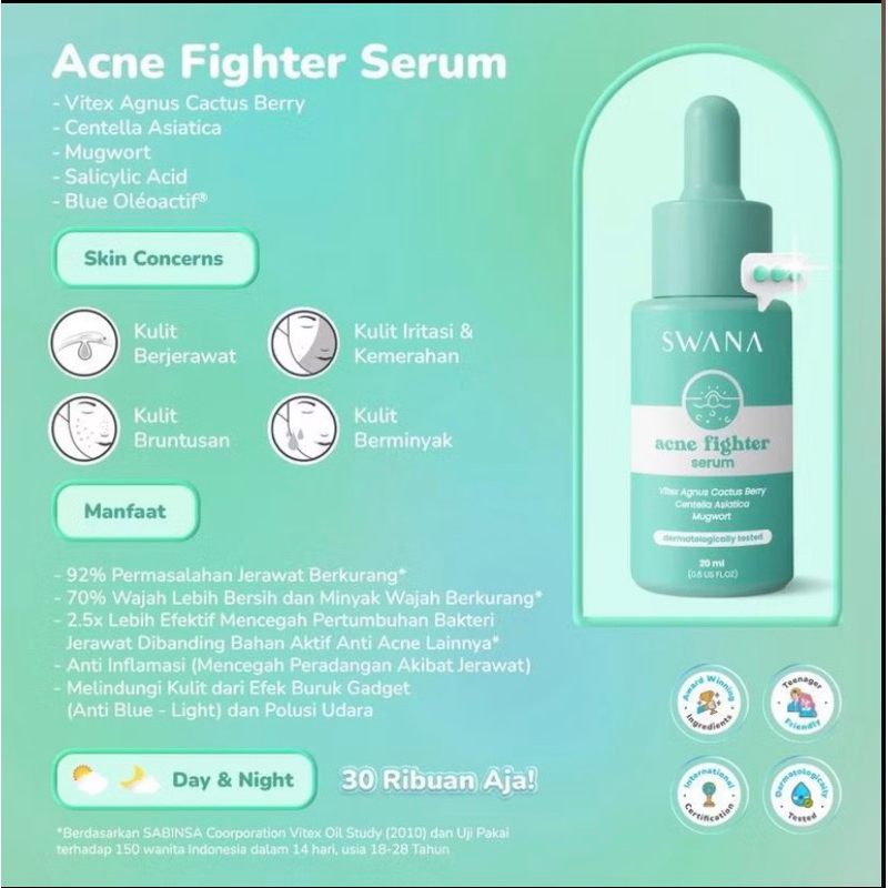 Jual Swana Serum Acne Fighter - Lawan Jerawat Dan Brutusan | Shopee ...