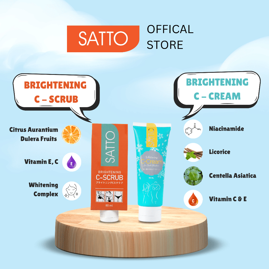 Jual Satto Paket Cream Brightening For Dark Shadow - Mencerahkan Area Kulit Hitam Scrub & Cream ...
