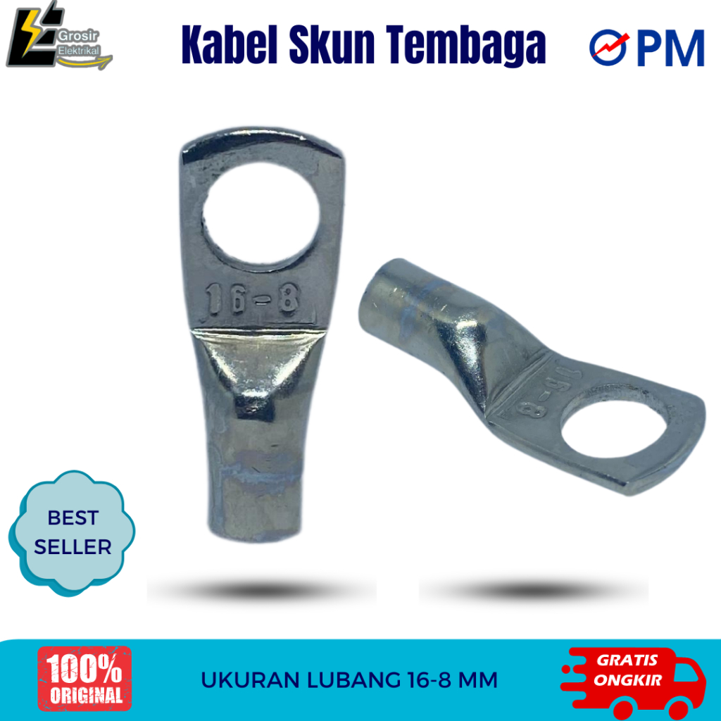 Jual CABLE LUG / KABEL SKUN TEMBAGA 16mm x 8mm PM | Shopee Indonesia