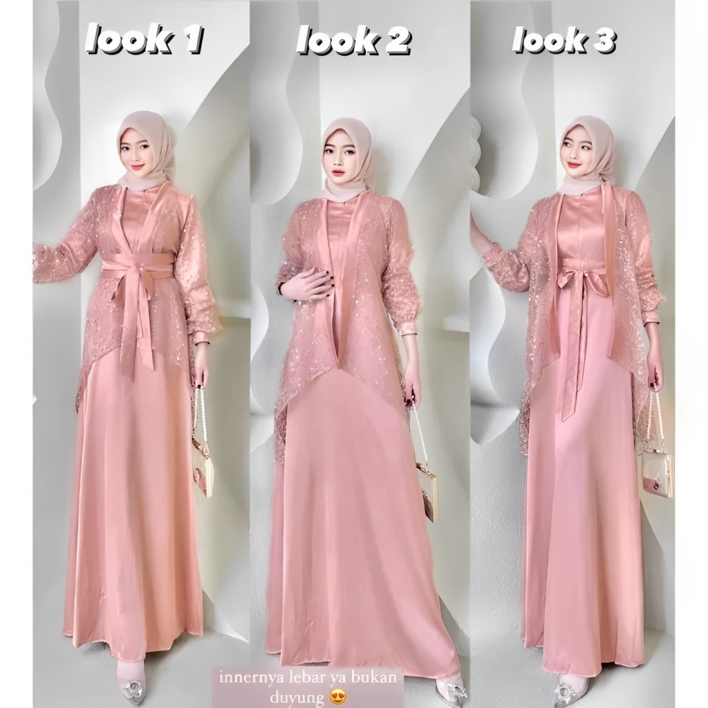 Jual Dress Bridesmaids Brukat | Set Gamis Brokat Kondangan Veloxia ...