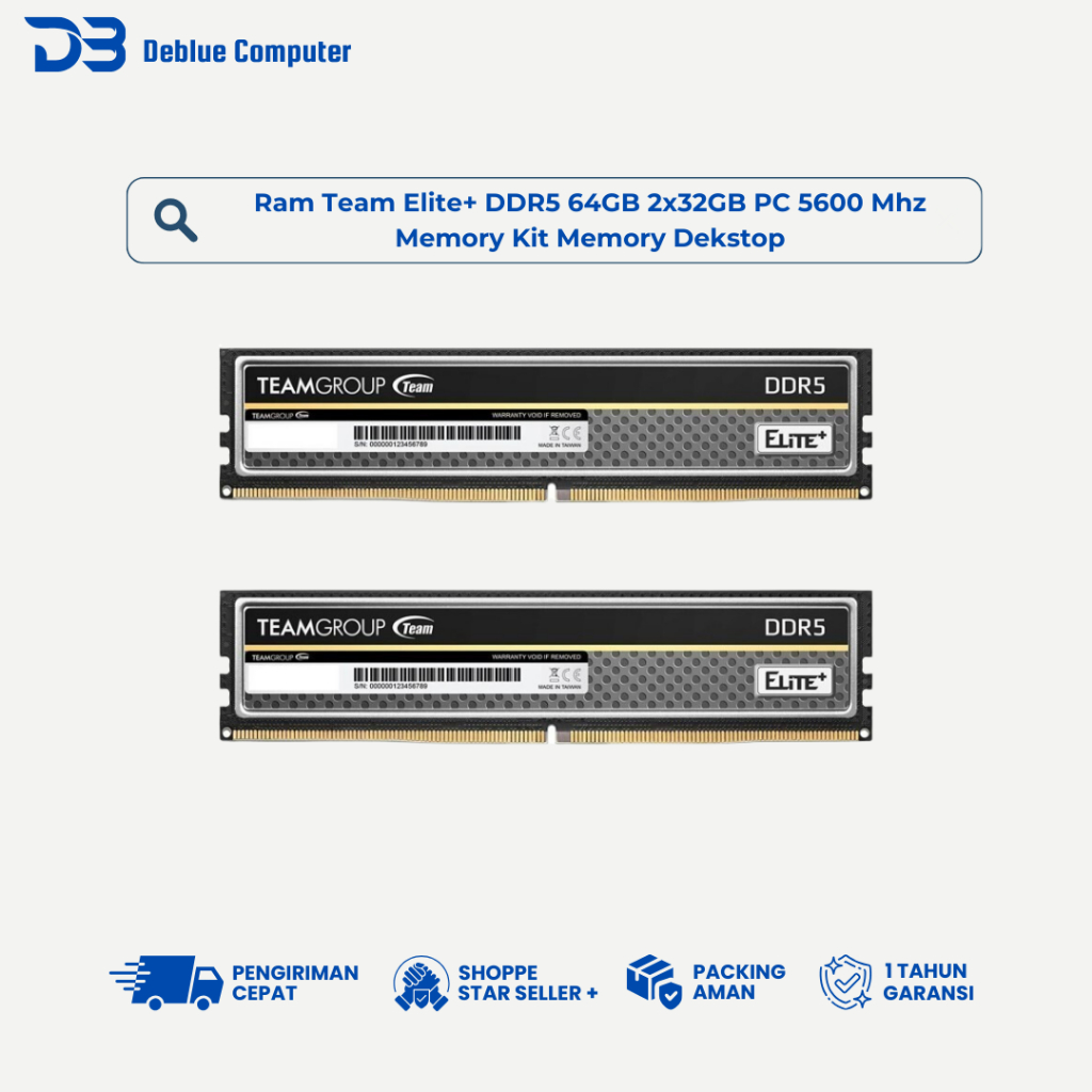 Jual Ram Team Elite+ DDR5 64GB 2x32GB PC 5600 Mhz Memory Kit Memory Dekstop | Shopee Indonesia