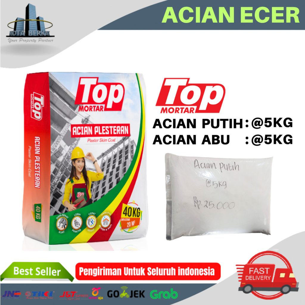 Jual SEMEN ACIAN PUTIH / SEMEN ACIAN ABU / ACIAN TOP MORTAR KILOAN ...