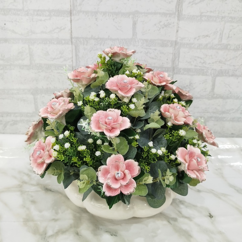 Jual Rangkaian Bunga Keramik 21 tangkai / Bunga Italy meja tamu ...