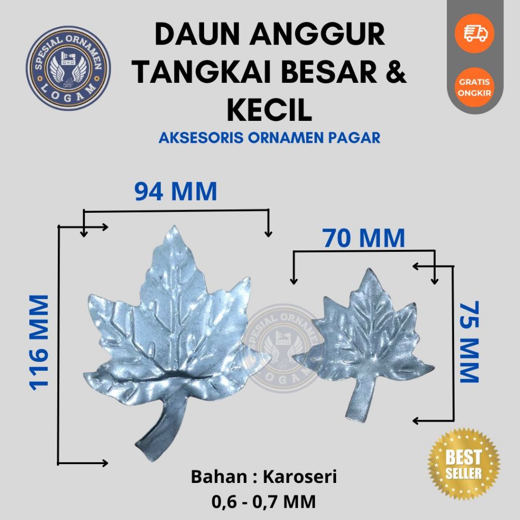Jual Daun anggur tangkai ornamen pagar tralis besi tempa / Ornamen besi ...