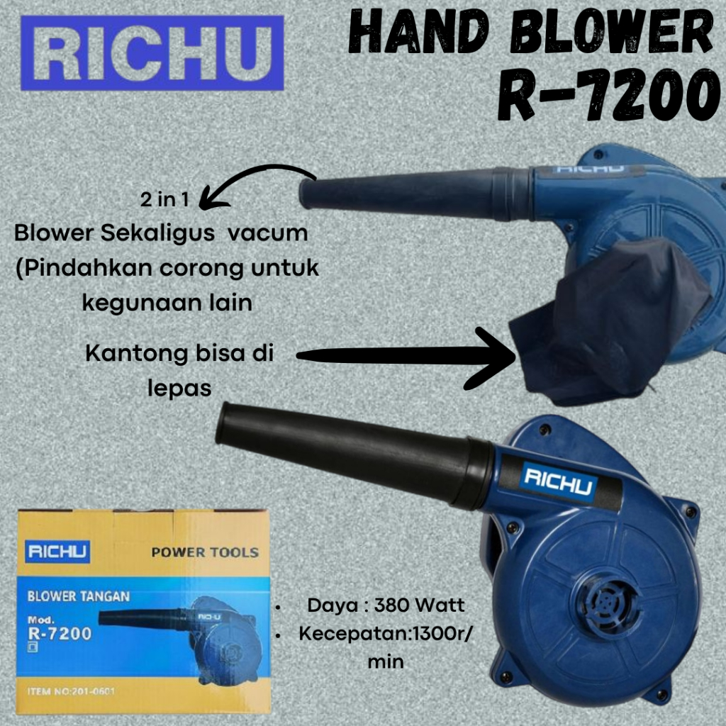 Jual Richu Peniup Debu Pengering Motor Vakum Mobil Hand Blower Angin ...