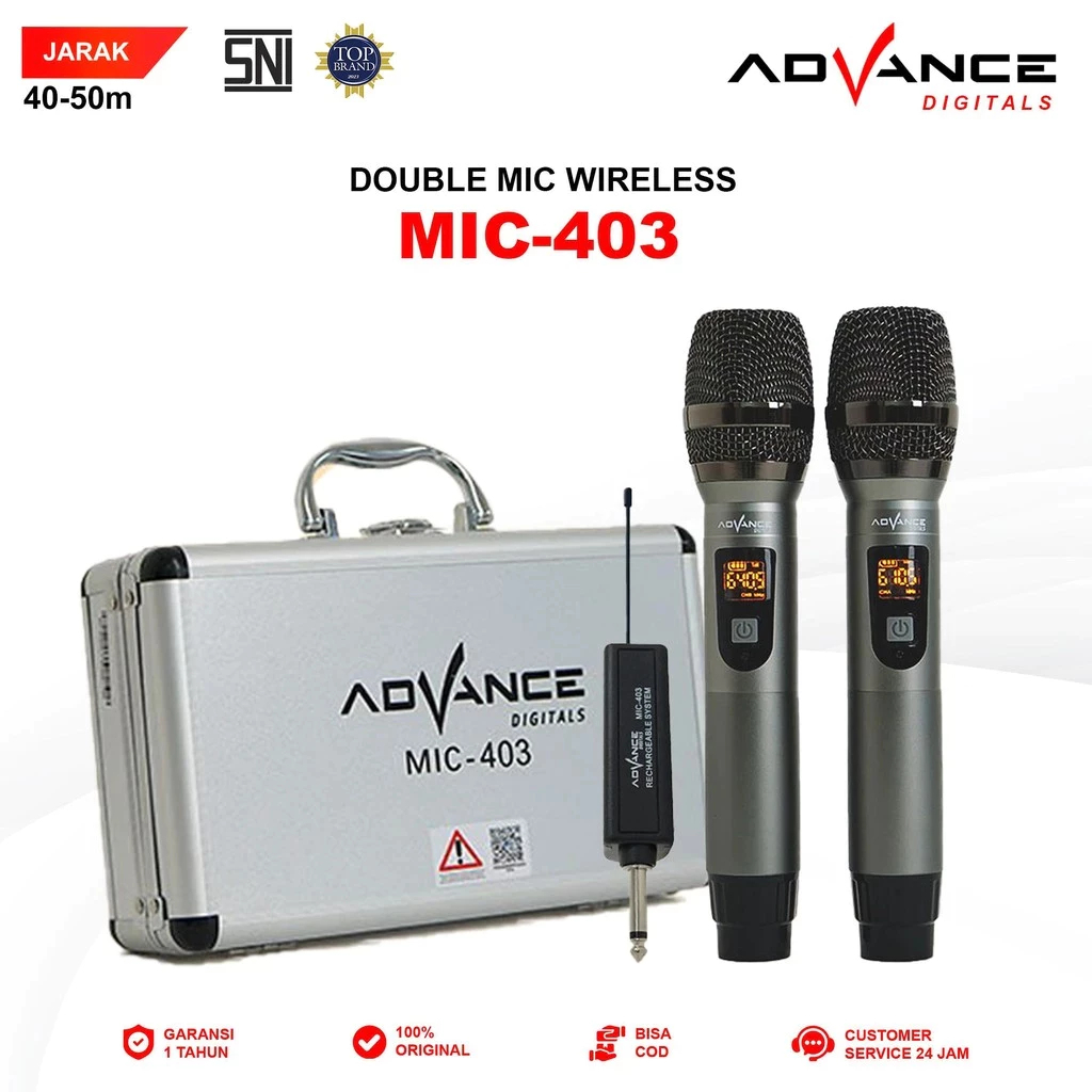 Jual Advance MIC403 Double Mic Bluetooth Karaoke Wireless Microphone Suara Jernih BONUS Baterai ...