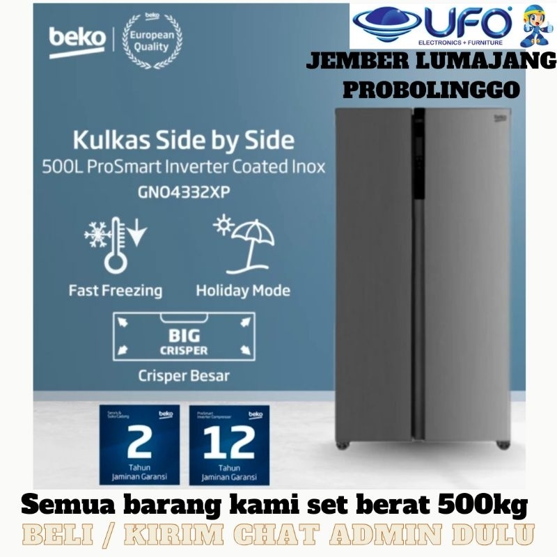 Jual Promo Beko murah GNO4332XP Kulkas Inverter lemari es Side-by-Side ...