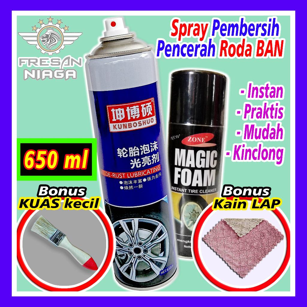 Jual Semir Ban Busa Ajaib Spray Pembersih Penghitam Pengkilap Ban Mobil ...