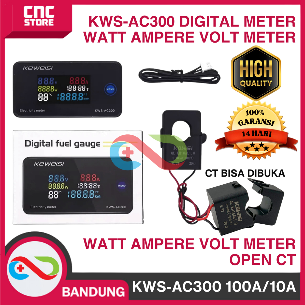 Jual KWS-AC300 100A/10A 6IN1 DIGITAL KWH METER WATT METER AMPERE VOLT METER OPEN CT | Shopee ...
