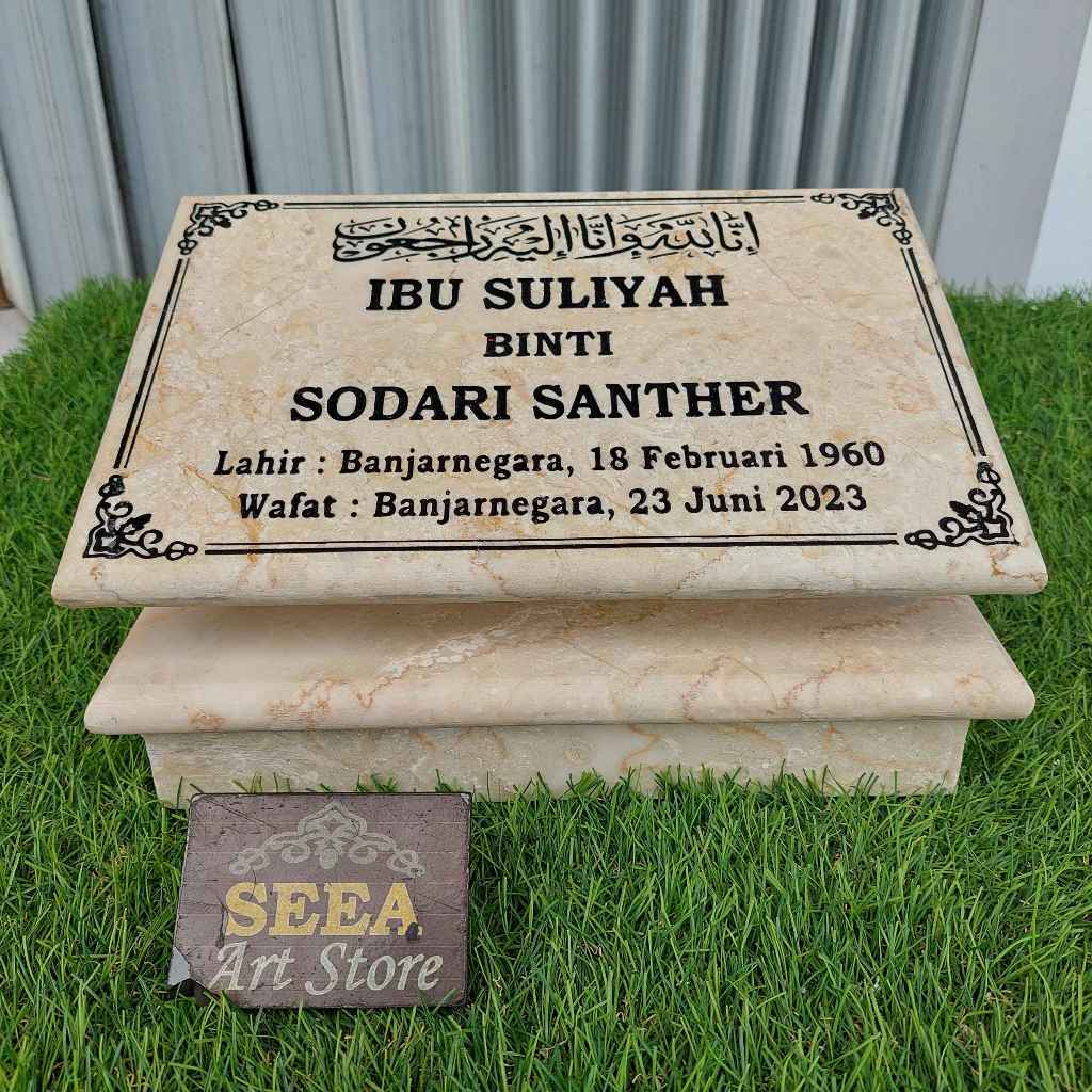 Jual BATU NISAN BENTUK KOTAK BAHAN MARMER 25*35 + PACKING KAYU | Shopee ...