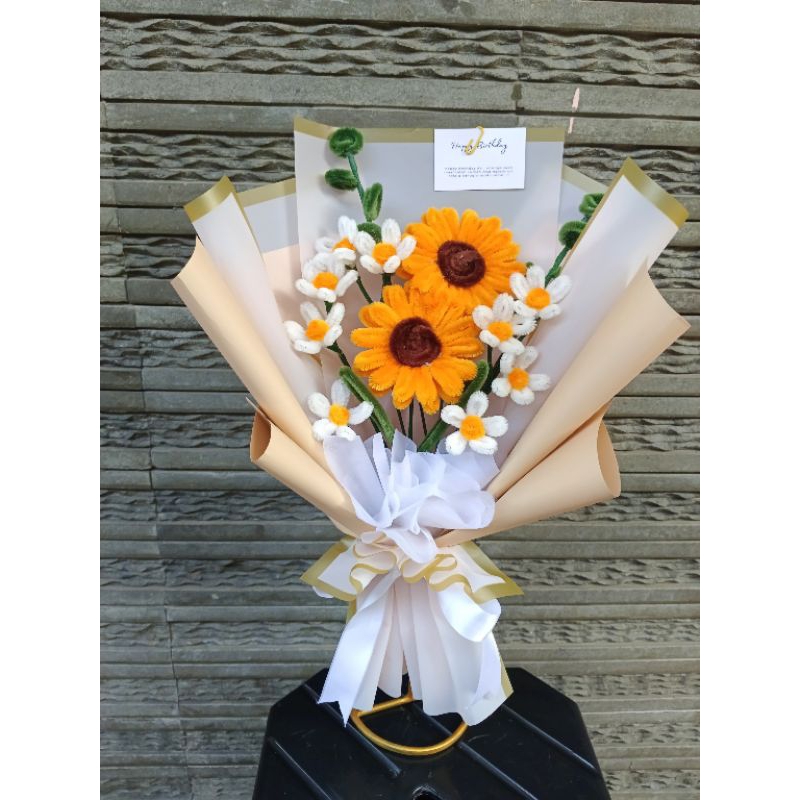 Jual Sunny Pipe Cleaner Flower Bouquet / Sun Flower Pipe Cleaner ...