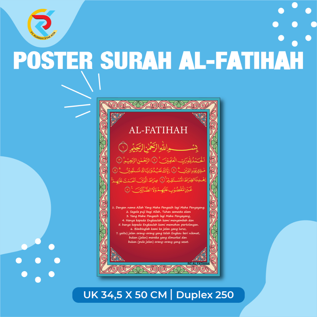 Jual Poster Edukasi Anak Al fatihah | Hiasan Dinding Ruangan Kelas ...
