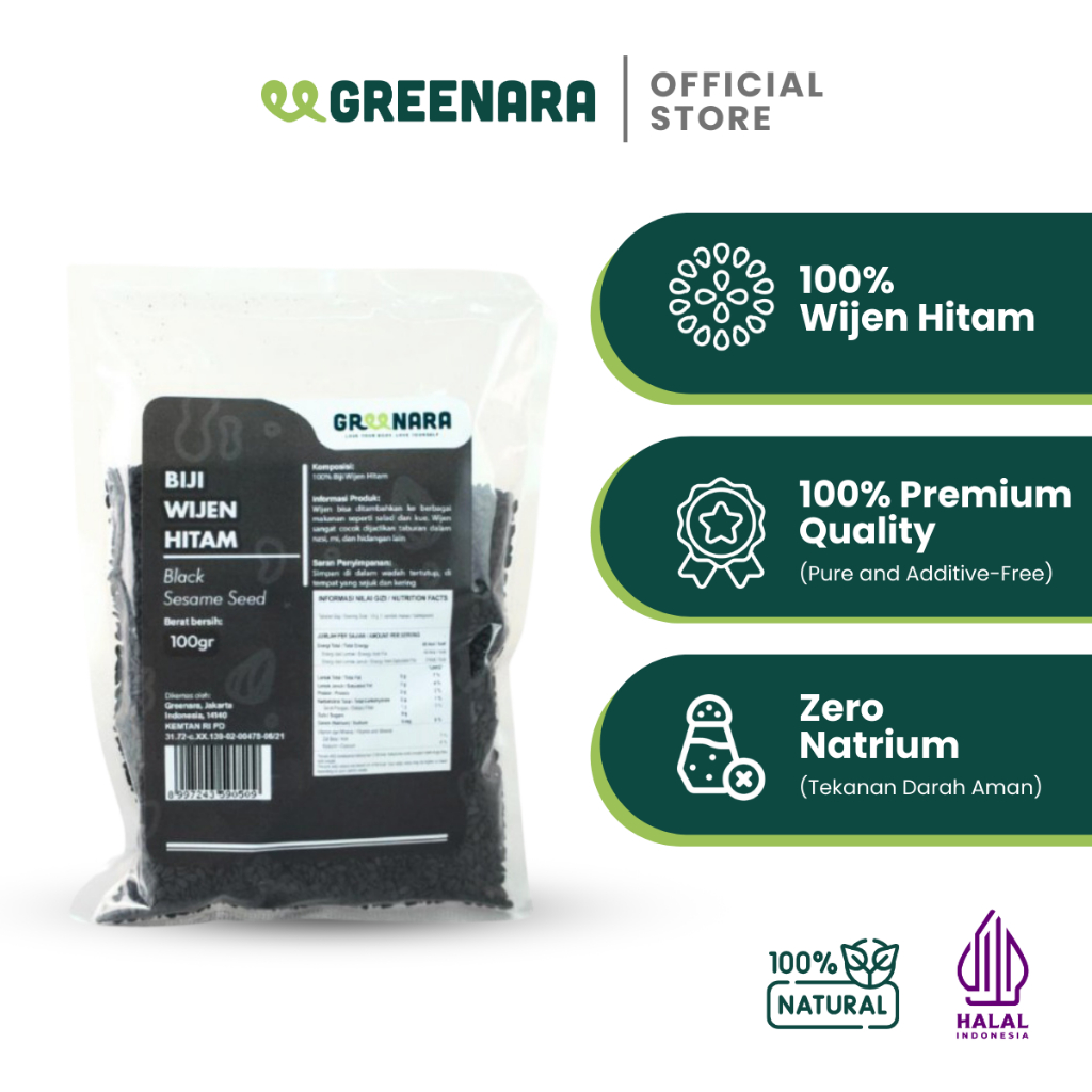 Jual Greenara - Wijen Hitam 100gr / Black Sesame Seed | Shopee Indonesia