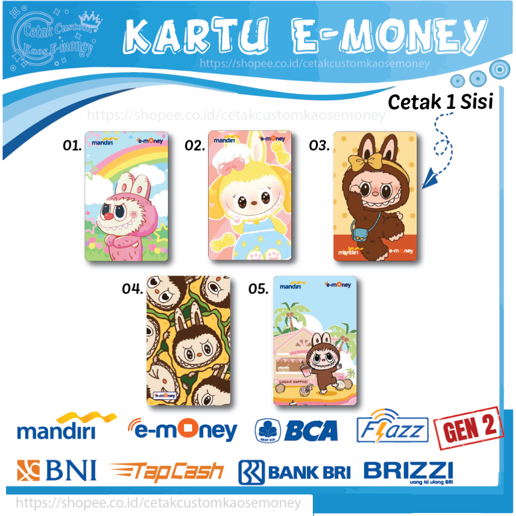 Jual KARTU E MONEY E TOLL GAMBAR KUMPULAN LABUBU 2 EMONEY MANDIRI BCA ...