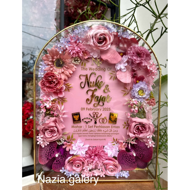 Jual MAHAR FRAME KACA TERARIUM FULL BUNGA 30x40 CM FREE PAKING KAYU ...
