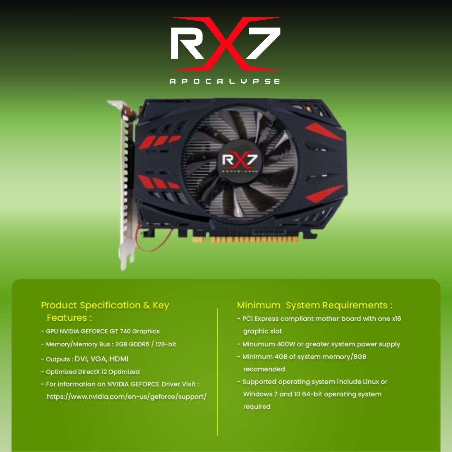 Jual VGA RX7 GT740 2GB GDDR5 128 BIT REAL CAPACITY RESMI | Shopee Indonesia