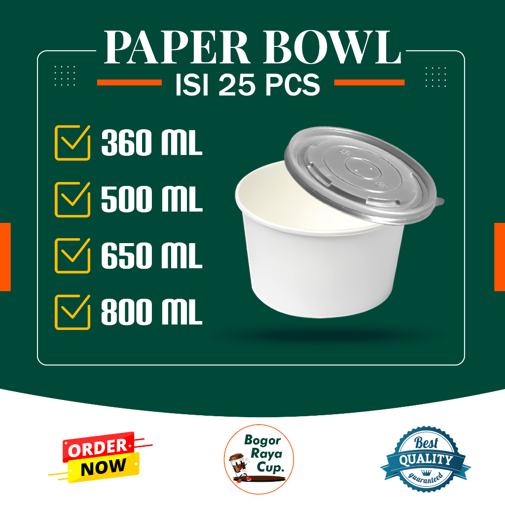 Jual [ISI 25PCS] Paper Bowl Polos + Tutup / Merk Nesto / 360ml, 500ml ...