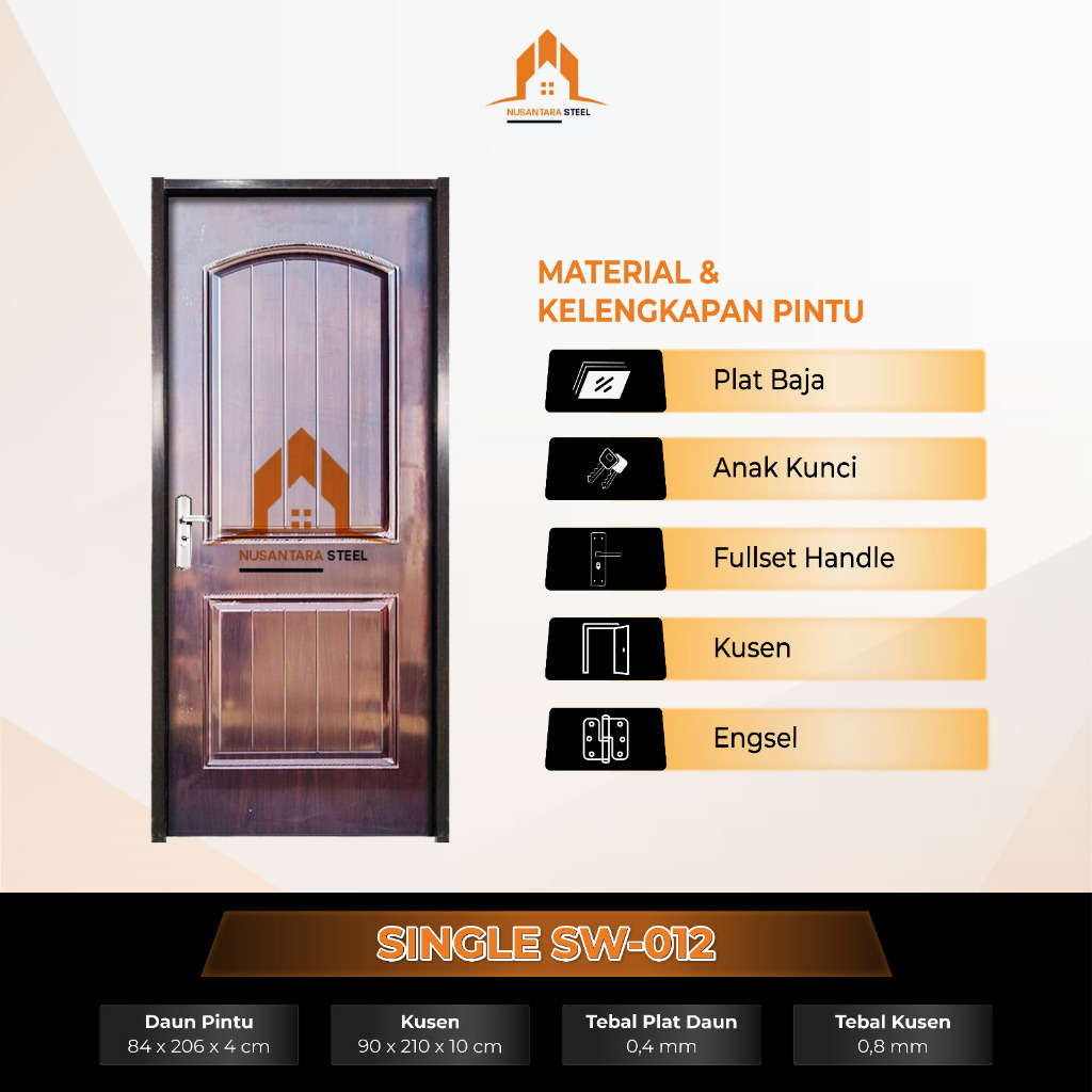 Jual TBNS - (ECO 24/SW-012) Full Set Pintu Baja Anti Karat Set Pintu Pintu + Kusen + Handle Anti ...