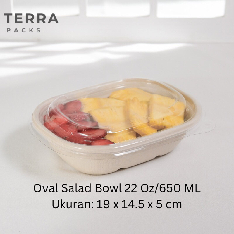 Jual Bagasse Kotak Makan Oval Salad Bowl Paper Food Bento Lunch Food ...