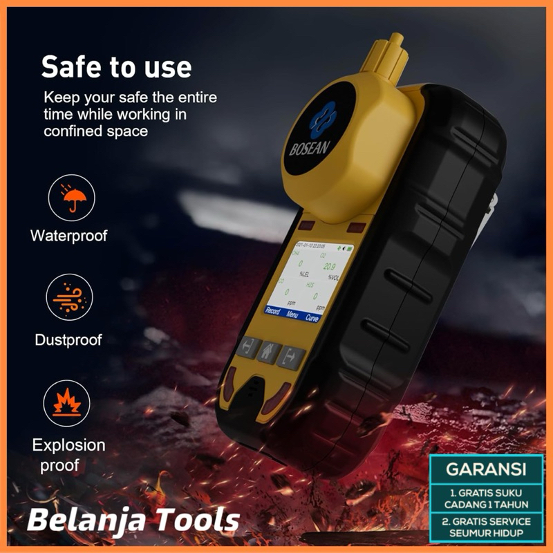 Jual H2S O2 CO LEL Multi Gas Detector 4 In 1 Bosean BH-4M Hydrogen ...