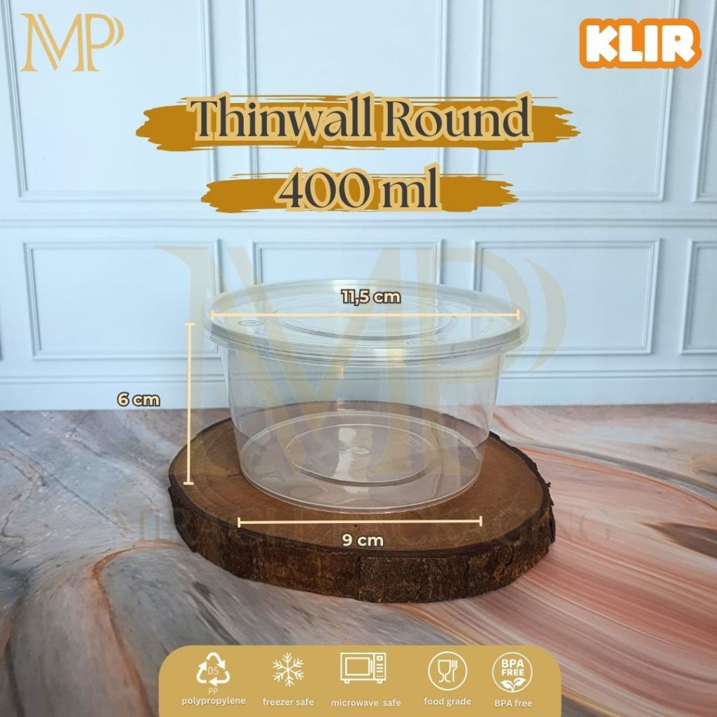 Jual Thinwall Round 400ml KLIR / Round Bowl 400ml / Thinwall Bulat ...