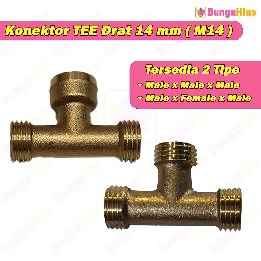 Jual Konektor TEE 14 mm Male Drat Sambungan Sprayer Elektrik Manual Selang Semprotan Stick ...