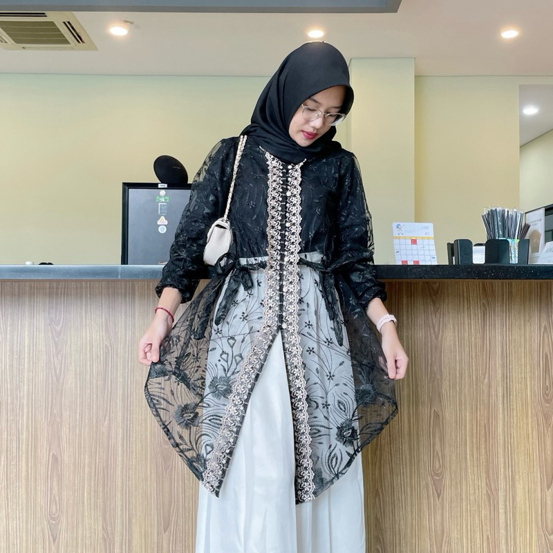 Jual [Special Gift] PIAMOUR Tunic Brokat Outer Baju Kondangan Wanita Kekinian Kebaya Modern ...