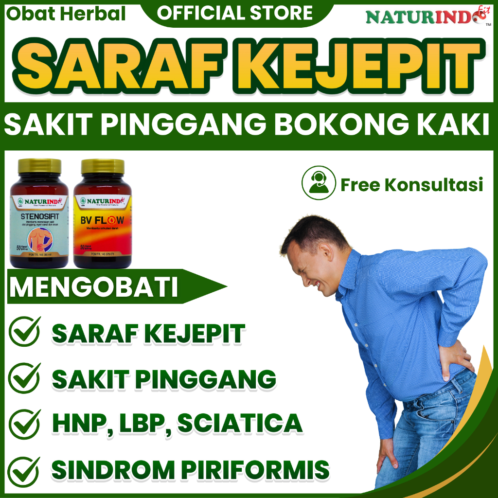Jual Obat Saraf Kejepit Herbal Sakit Pinggang Nyeri Pinggang Punggung Stenosifit Naturindo ...