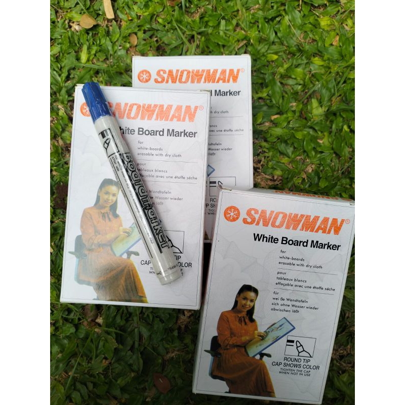 Jual spidol snowman whiteboard BG12 warna biru 1 lusin isi 12pcs ...