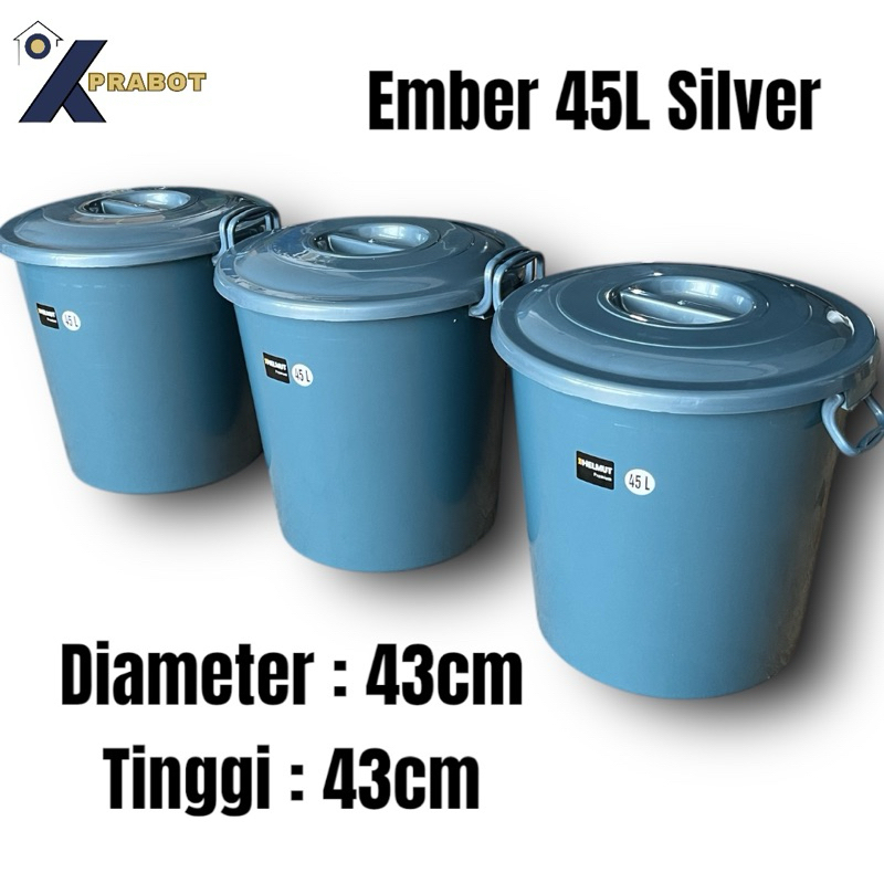Jual Ember Tutup Silver 45 Liter - Kprabot / Ember Mandi / Bak Mandi ...