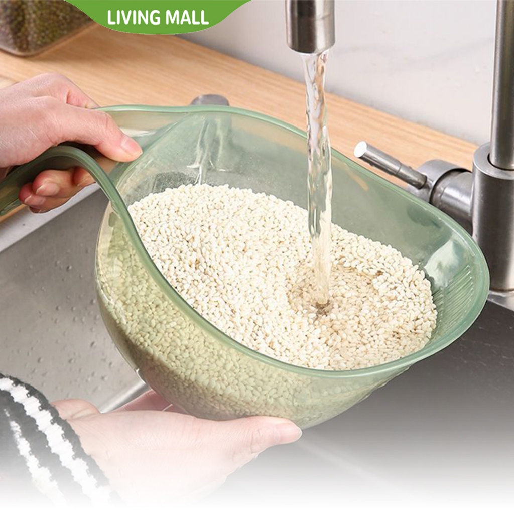 Jual LIVINGMALL Saringan Pencuci Beras Transparan L03 Wadah Cuci Beras ...
